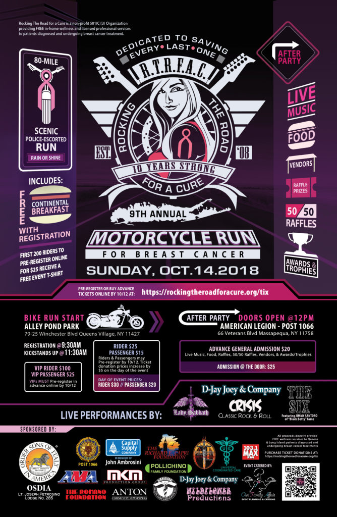 2018 Motorcycle Run Materials – Rocking The Road for A Cure